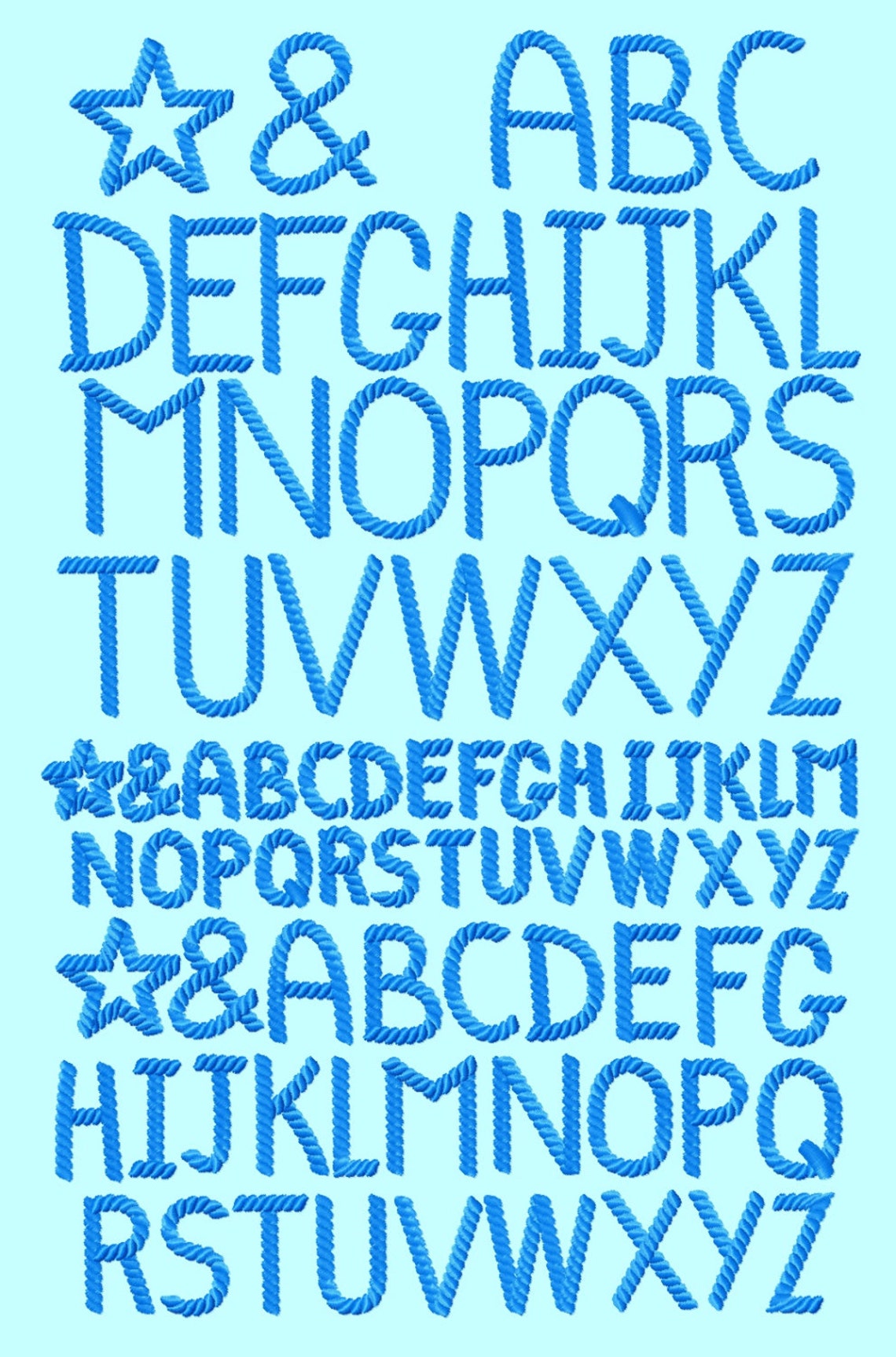 Rope Font Set in 3 Sizes Embroidery Designs INSTANT DOWNLOAD - Etsy