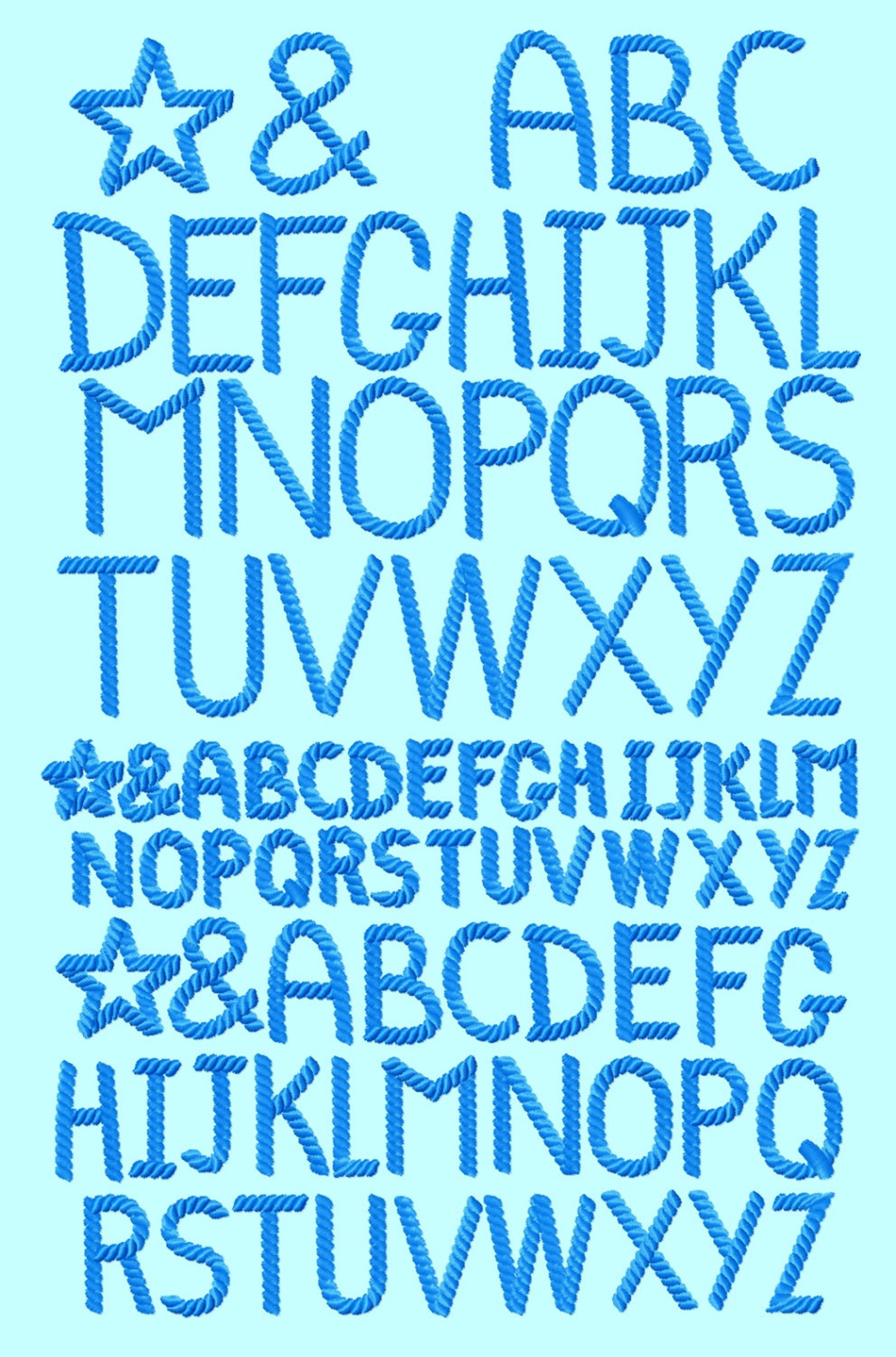Rope Font Set in 3 Sizes Embroidery Designs INSTANT DOWNLOAD Includes ...