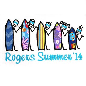 The Stick People Summer Surfers Family Embroidery APPLIQUE Designs 5 ...