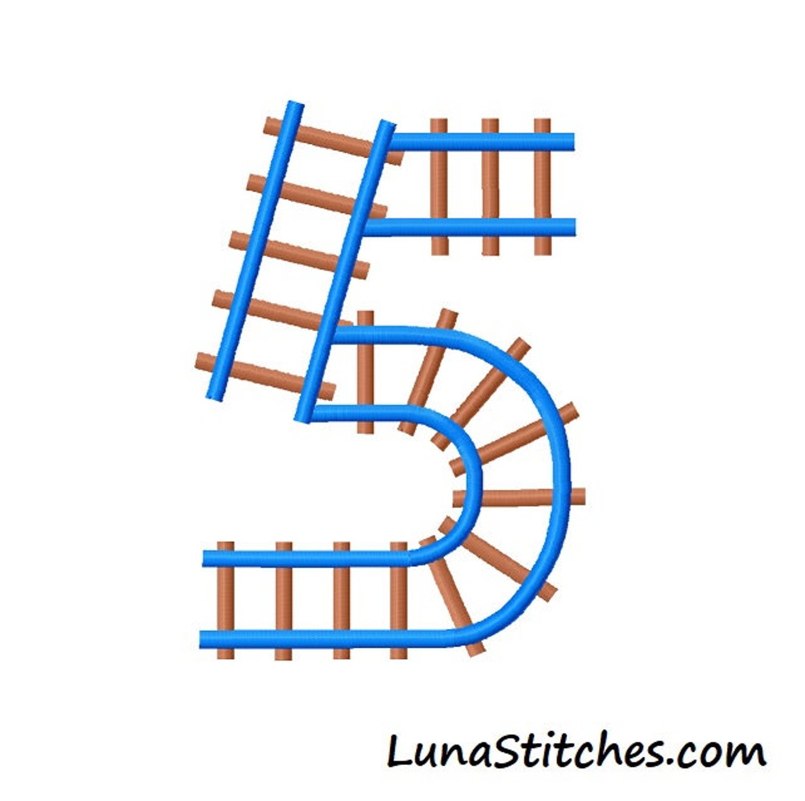 Train tracks Number Five 5 fill Embroidery Design file Instant | Etsy