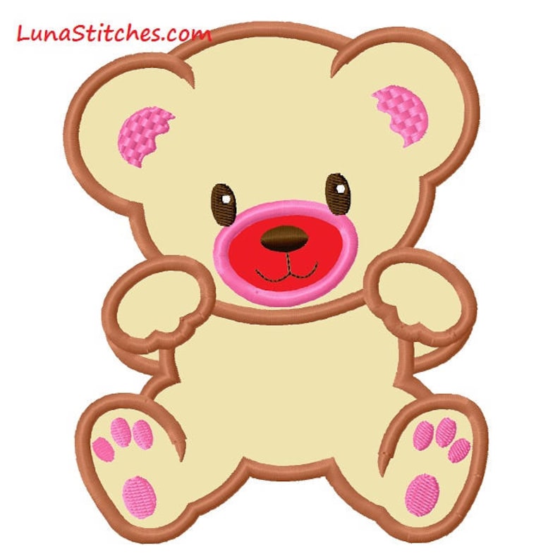 Cute Teddy Bear Applique Embroidery Design 4 Sizes INSTANT - Etsy