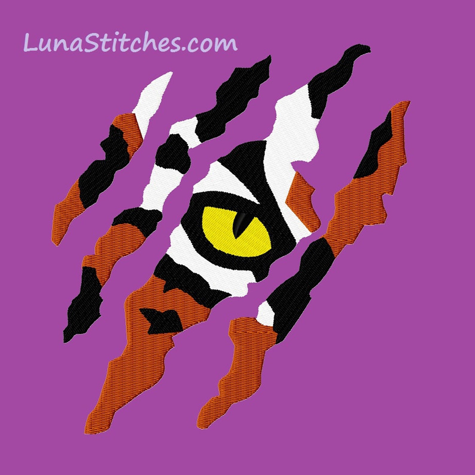 Tiger Eye Scratches Filled No Outline Embroidery Designs 5 Sizes ...