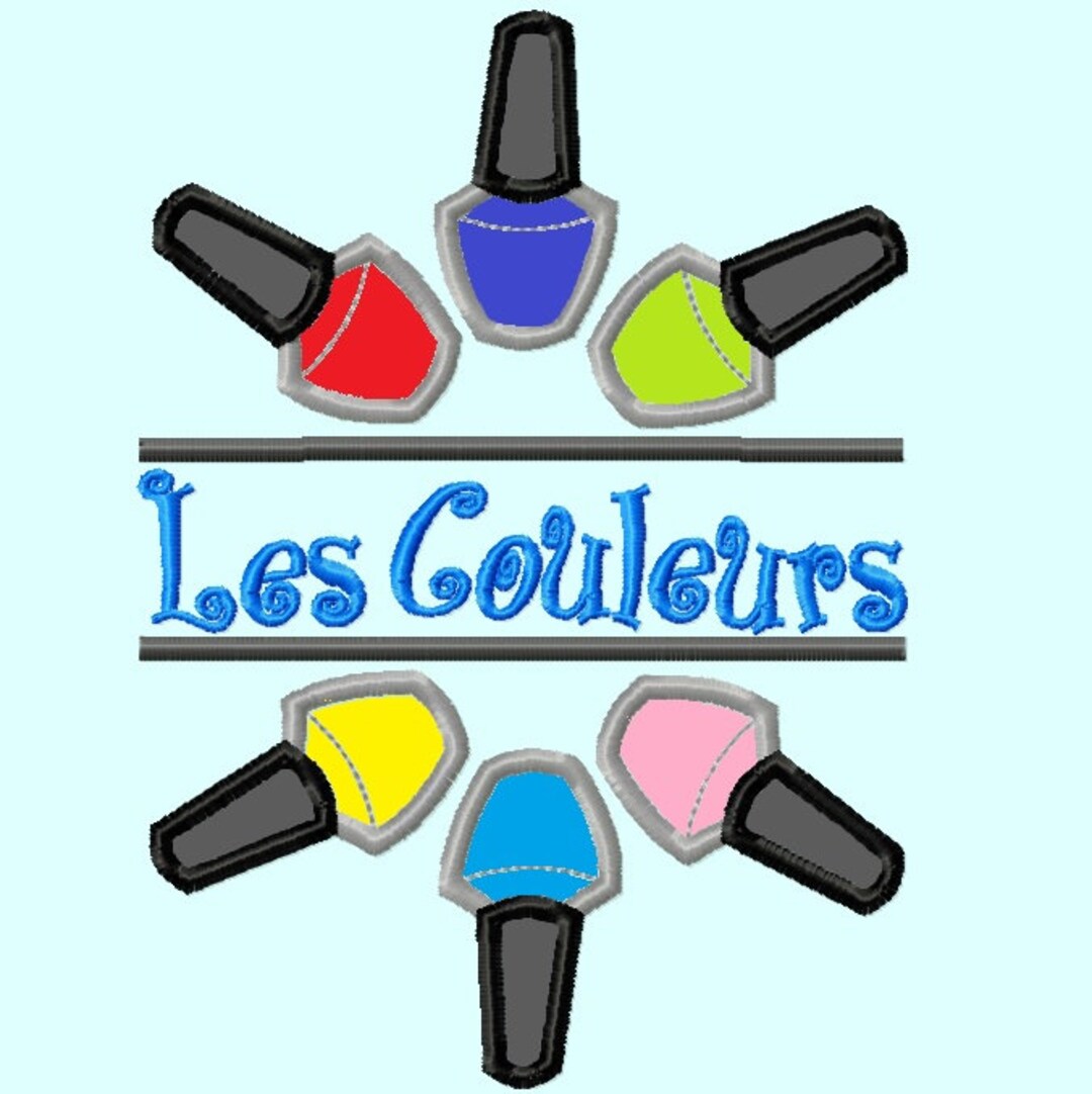 Split Nail Polisher Bottles Applique Embroidery Design INSTANT DOWNLOAD ...