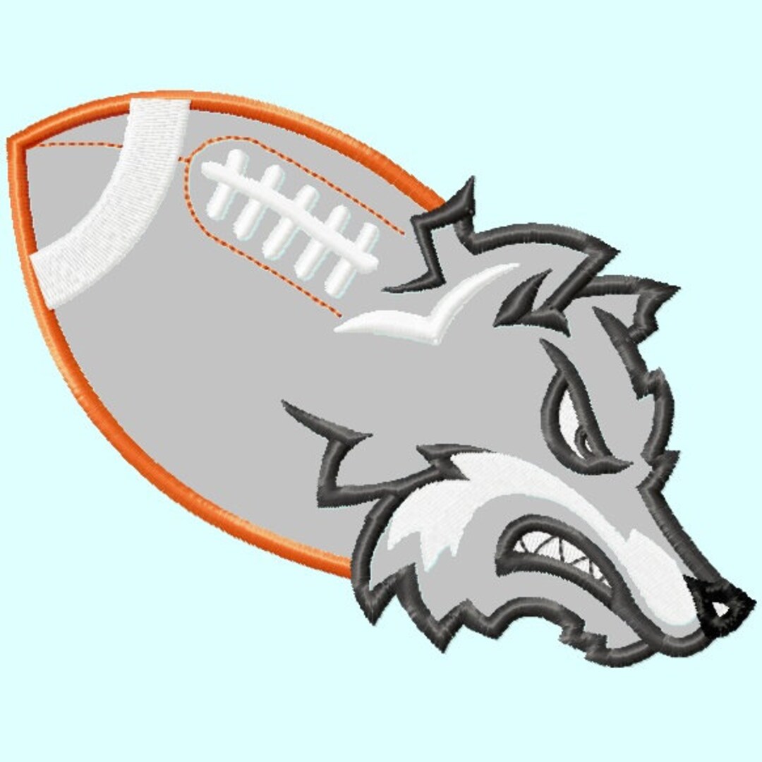 Wolf or Husky Huskies Mascot on Football Applique Embroidery Designs 4 ...