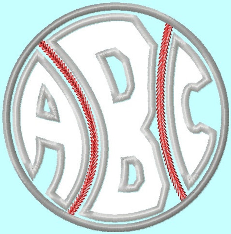 Baseball or Softball Round Monogram Font Set APPLIQUE - Etsy