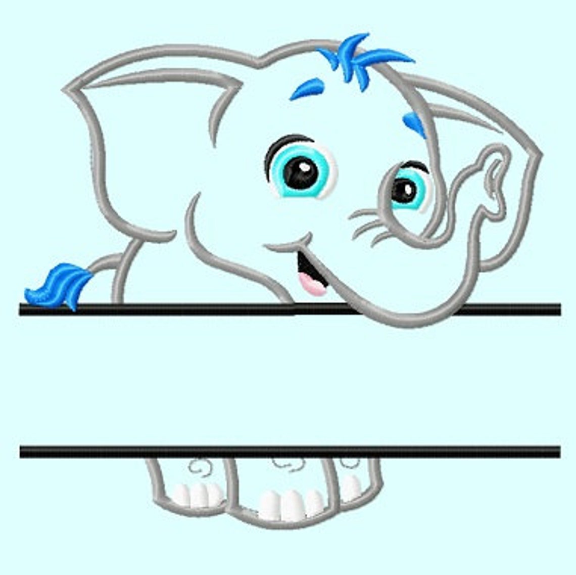 Split Baby Elephant Applique Embroidery Design Sizes 456 and - Etsy