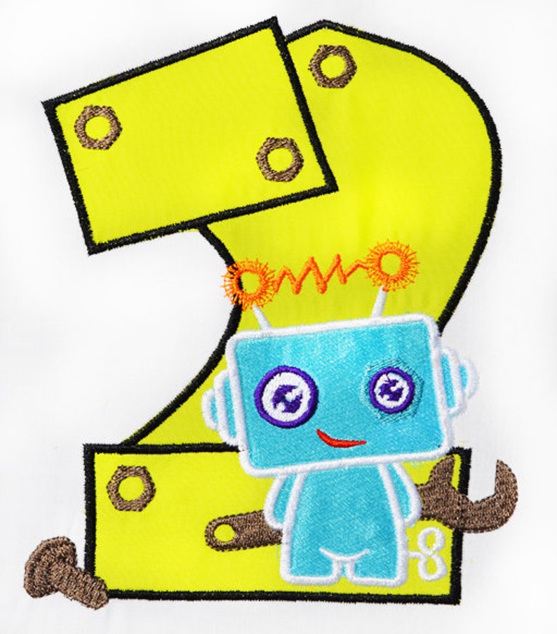 Cute Robot Number Set 1 to 9 APPLIQUE Embroidery Designs 2 Sizes ...
