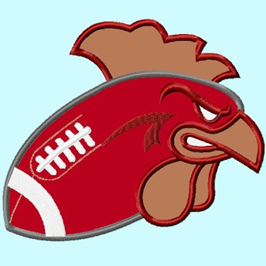 Rooster Head on Football Applique Embroidery Designs 4 Sizes, Hoops 4x4 ...