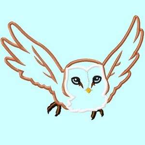 Brown Flying Owl APPLIQUE Embroidery Designs 4 Sizes INSTANT DOWNLOAD ...
