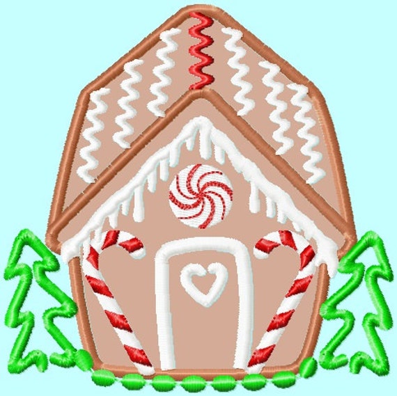 Cute Gingerbread House Applique Embroidery Design INSTANT | Etsy