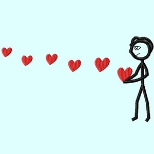 Stick People Couple LOVE Heart Embroidery Design 2 Sizes Each INSTANT ...
