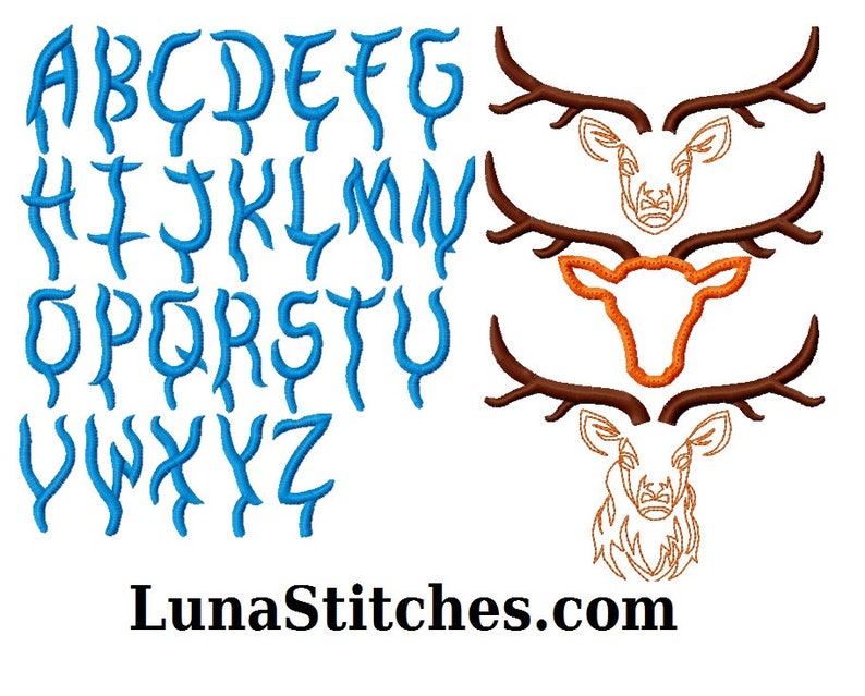 Elk or Deer Font Set Embroidery Design INSTANT DOWNLOAD - Etsy