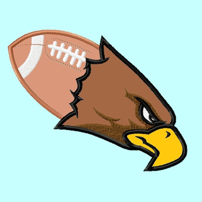 Hawk Mascot on Football Applique Embroidery Designs 4 Sizes | Etsy