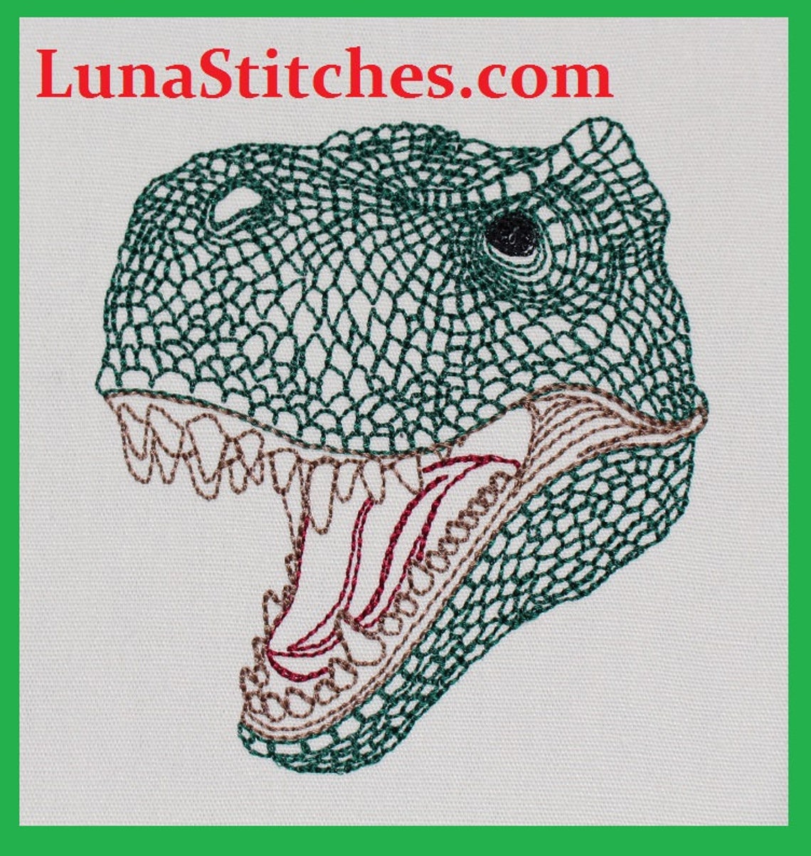 T-rex Dinosaur Dino Head Bean and Single Stitches Embroidery | Etsy