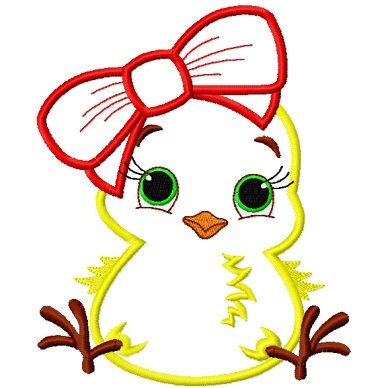 Cutest Baby Chicken With Bow Applique Embroidery Design File 3 | Etsy