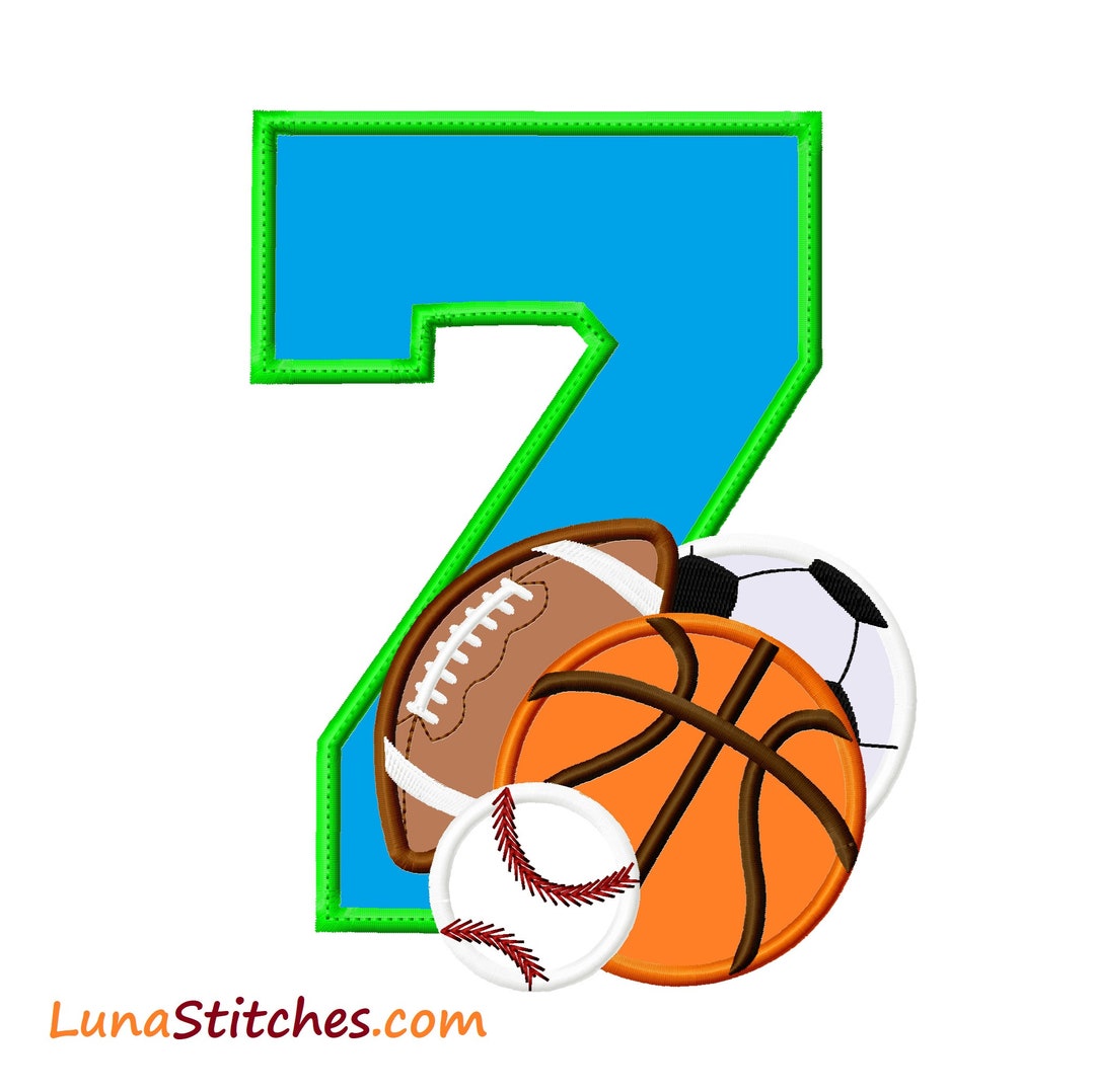 Number Seven 7 All Sports Balls Baseball, Football, Soccer and ...