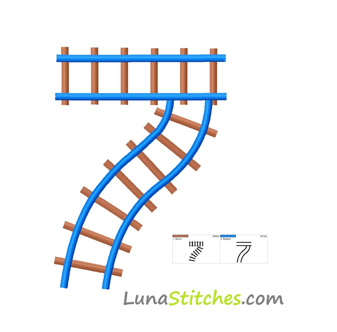 Train Tracks Number Seven 7 Fill Embroidery Design File Instant ...