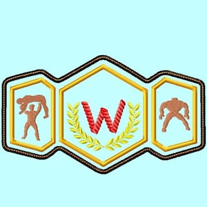 Wrestling Belt Applique Embroidery Design, 5,6,7 Inches Wide Sizes ...