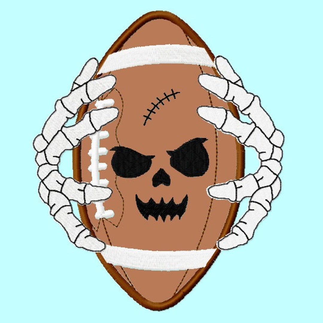 Football Bones Pumpkin Face Applique Embroidery Designs 4 Sizes, Hoops ...