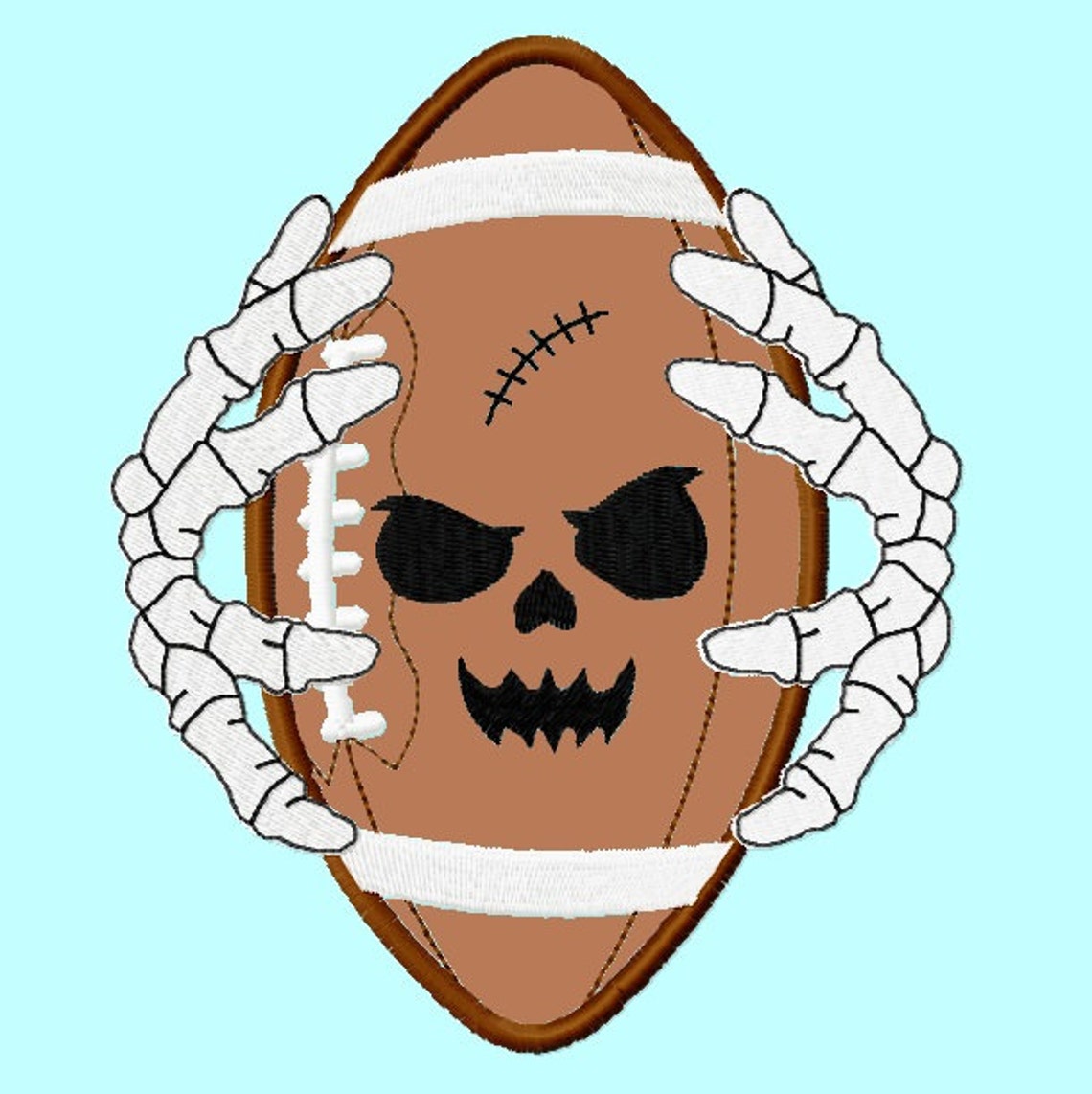 Football Bones Pumpkin Face Applique Embroidery Designs 4 | Etsy