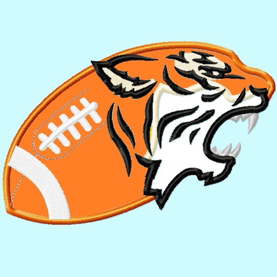 Tiger Head on Football Applique Embroidery Designs 4 Sizes, Hoops 4x4 ...