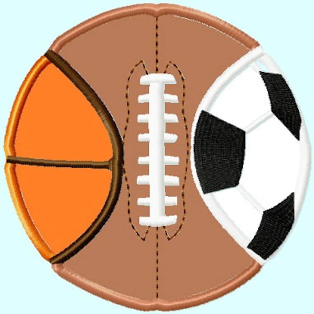 All in One Ball, Football, Soccer, Basketball, Applique Embroidery ...