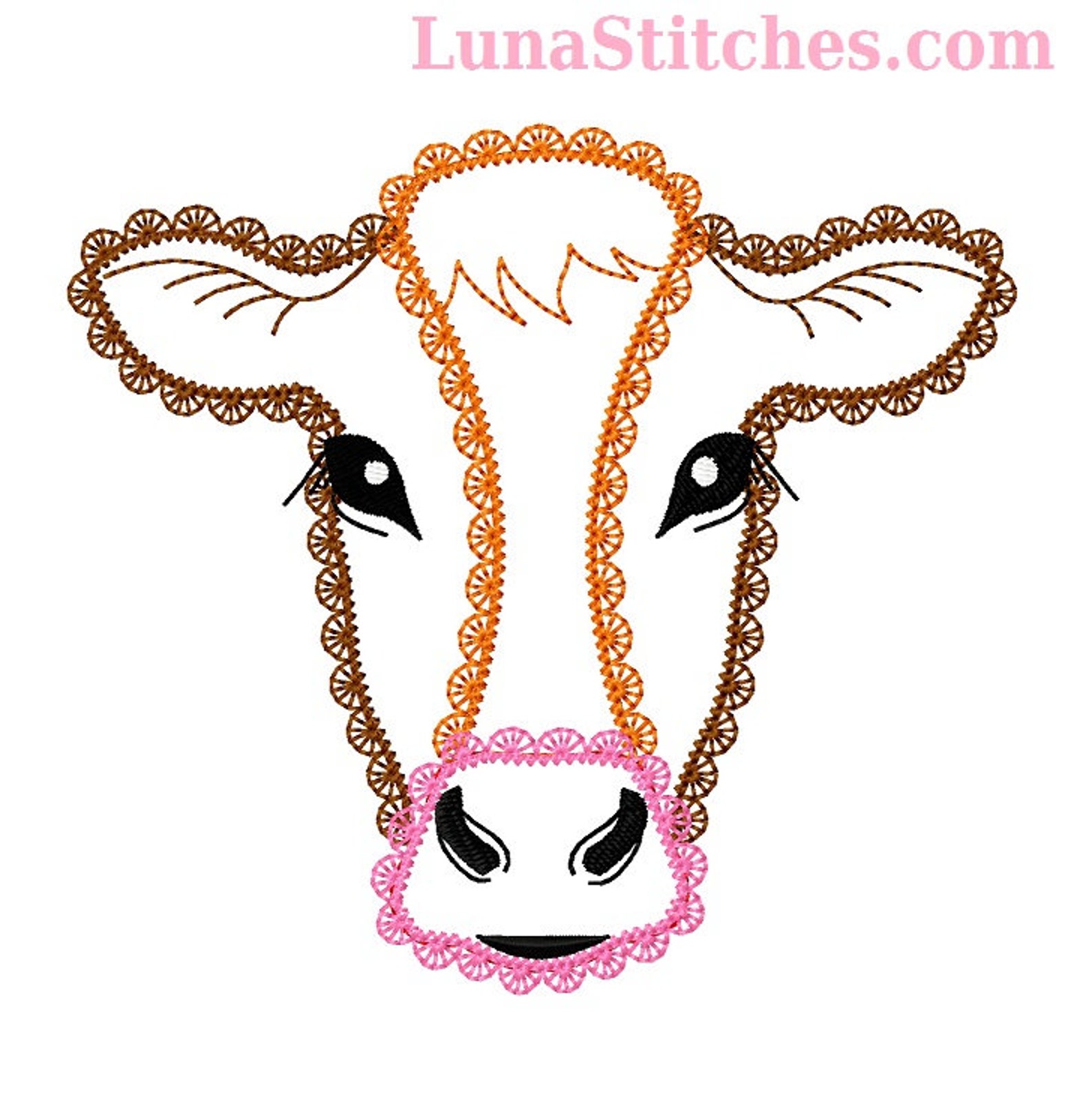 Cow Face APPLIQUE Embroidery Design 4 Sizes INSTANT DOWNLOAD - Etsy