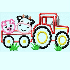 Tractor With Cow and Pig APPLIQUE Embroidery Design 2 Sizes INSTANT ...