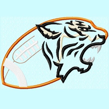 Tiger Head on Football Applique Embroidery Designs 4 Sizes - Etsy