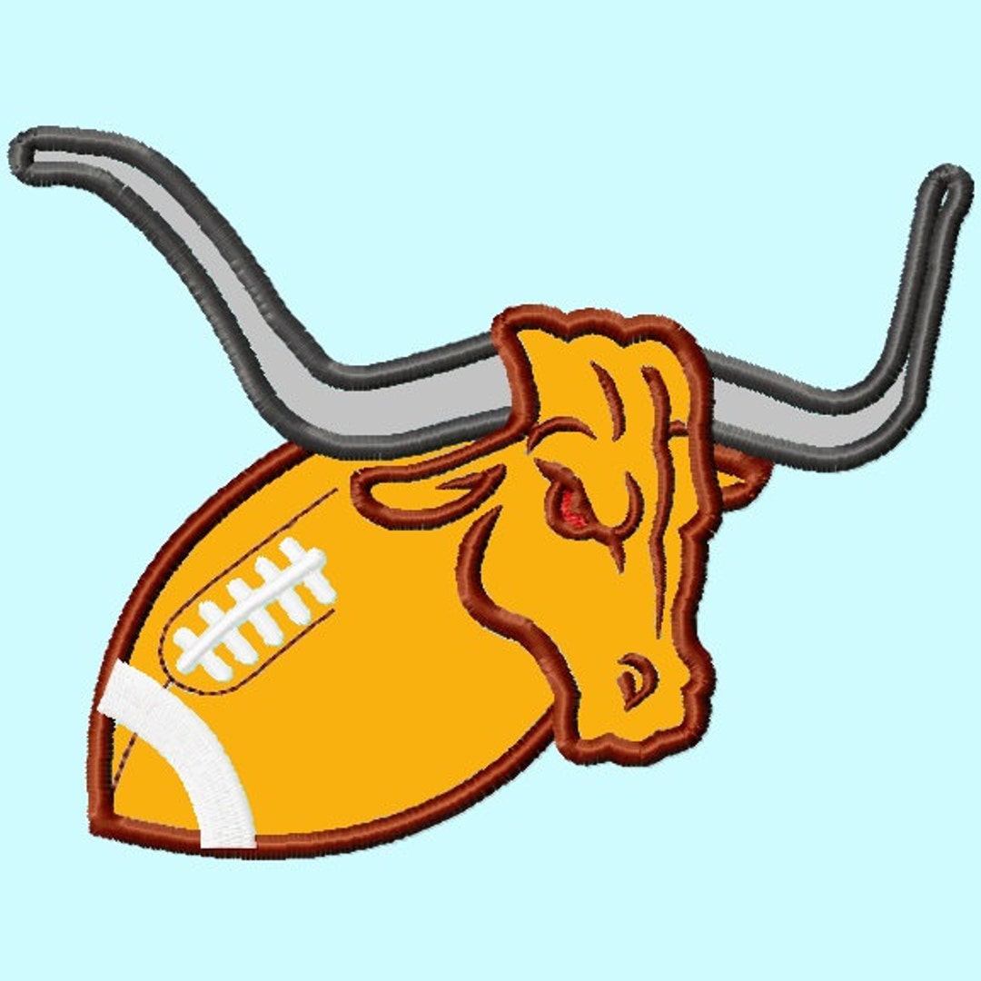 Longhorn Bull on Football Applique Embroidery Designs 4 Sizes, Hoops ...