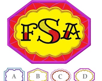 Art Deco Bracket Satin Stitch Key Monogram Frame Embroidery - Etsy