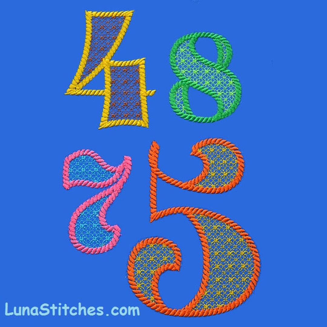 Rope Number Set in 3 Sizes Embroidery Designs INSTANT DOWNLOAD 1.99 ...