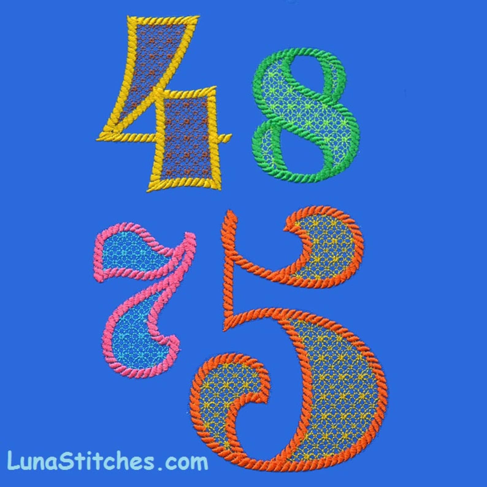 Rope Number Set in 3 Sizes Embroidery Designs INSTANT DOWNLOAD - Etsy