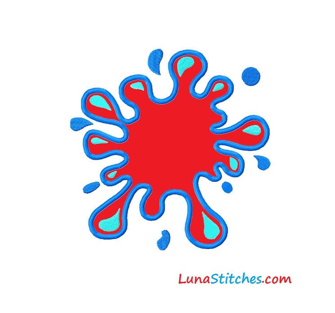 Splash Applique Embroidery Design 4,5,6,7,8, Inches Wide Sizes INSTANT ...