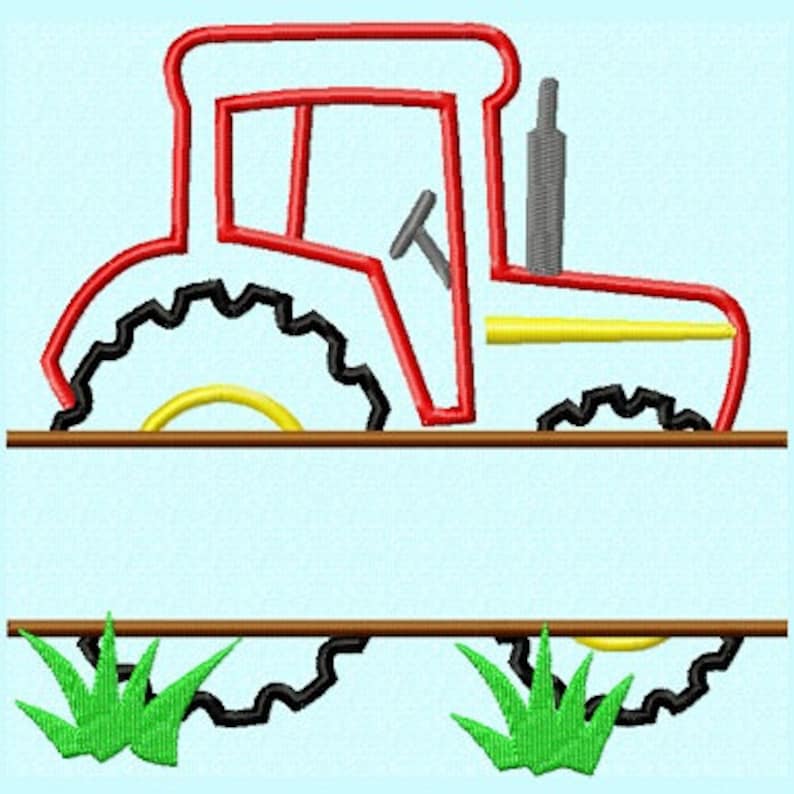 Split Red Tractor Applique Embroidery Design Pattern INSTANT - Etsy