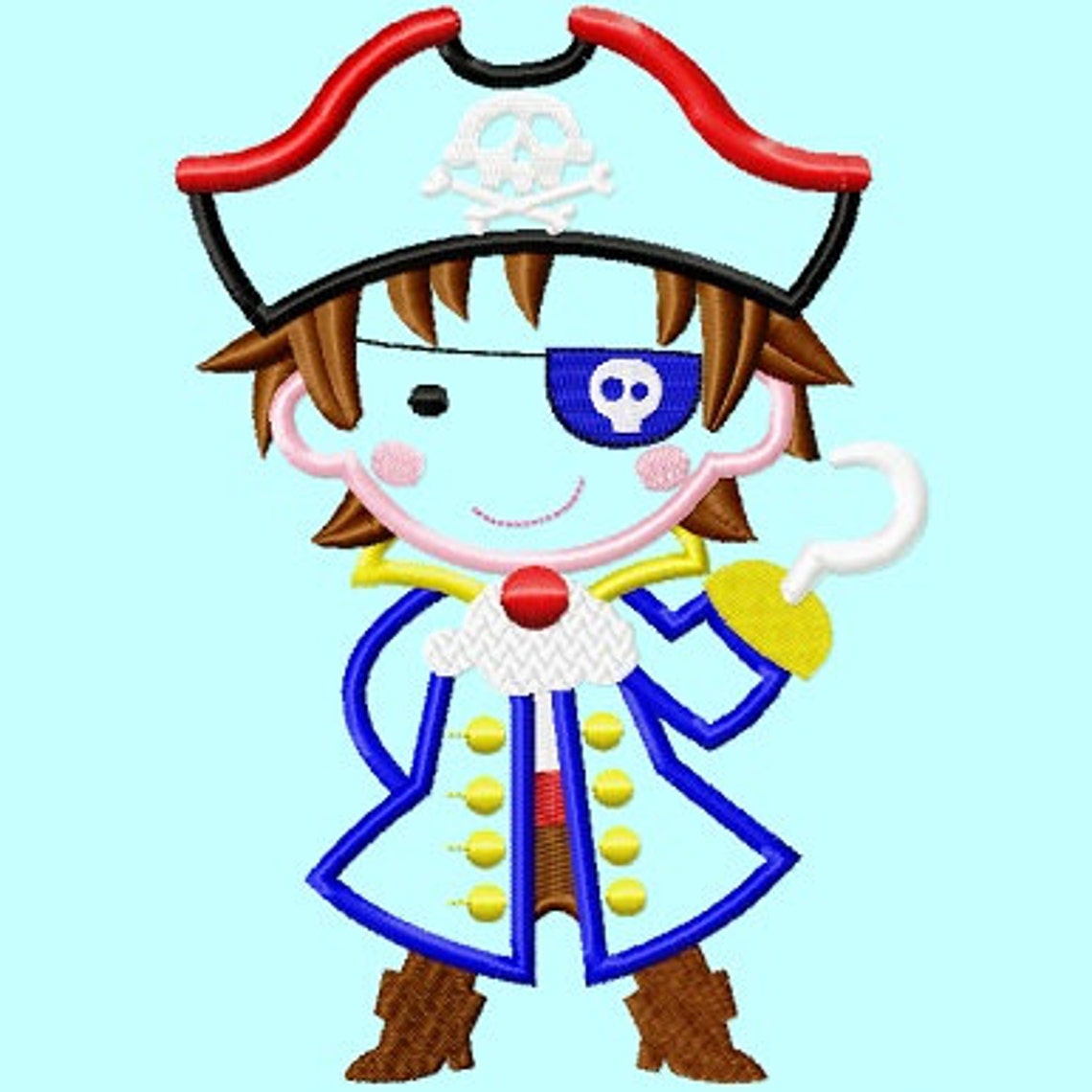 Pirate Boy with hook Applique Embroidery Design 2 sizes | Etsy
