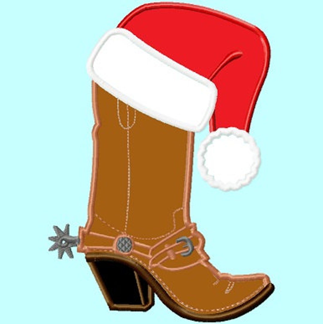 Cowboy Boot and Santa Claus Hat APPLIQUE Embroidery Design INSTANT ...