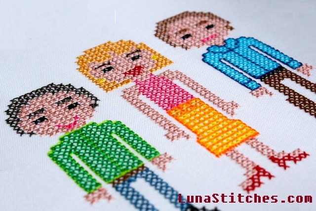 Cross Stitch Stick People Family1 Embroidery Machine Designs 9 - Etsy