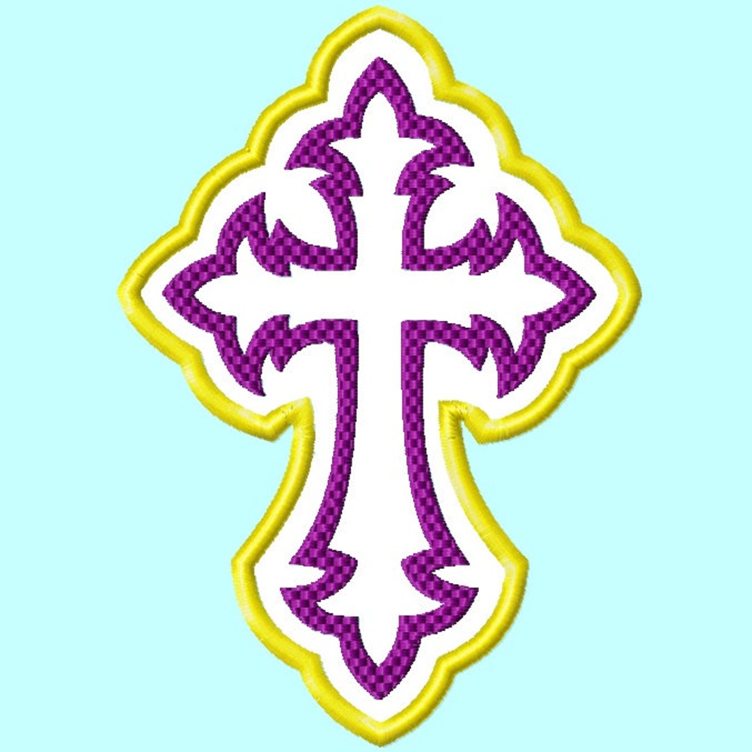 Purple Cross Applique Embroidery Designs, Sizes 4,5,6,7,and 8 Inches ...