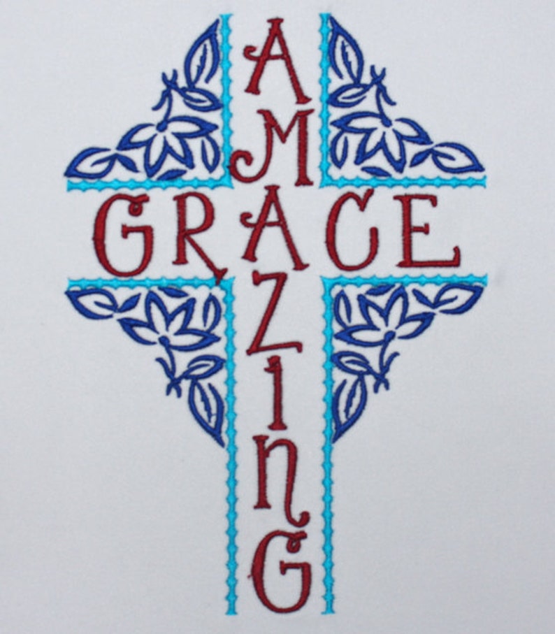 Cross Amazing Grace fill Embroidery Designs INSTANT Download | Etsy