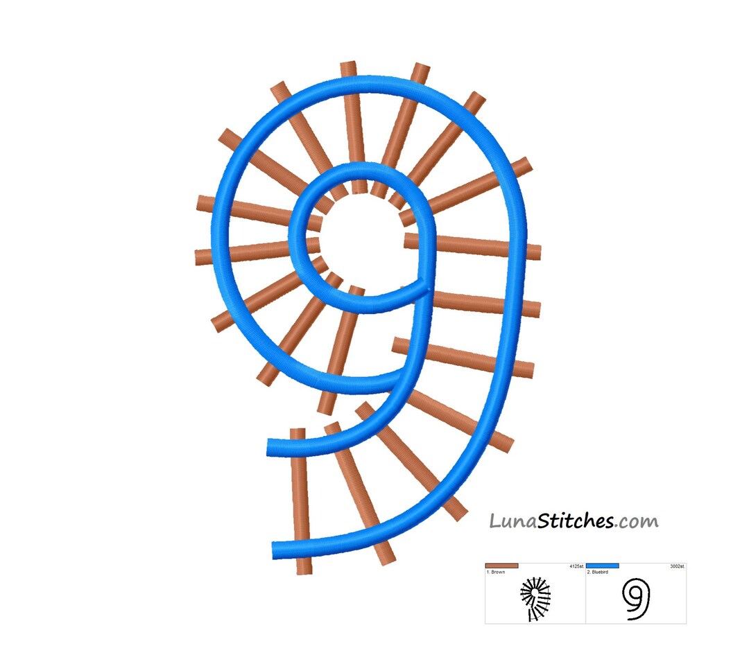 Train Tracks Number Nine 9 Fill Embroidery Design File Instant Download ...