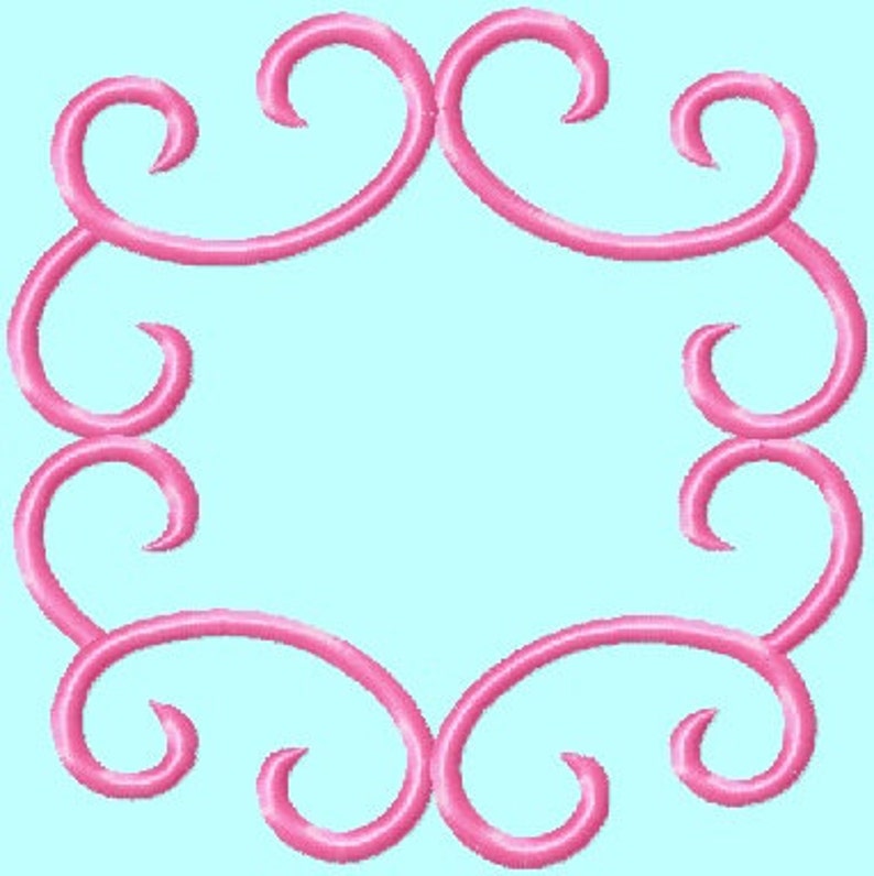 Pink Applique Monogram Frame Embroidery Design, 3 Sizes INSTANT ...