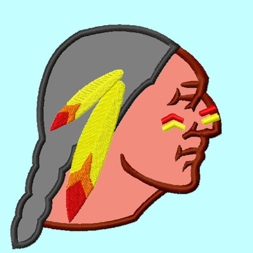 Indian Head Applique Embroidery Designs 3 Sizes, Hoops 4x4 5x7 6x10 ...