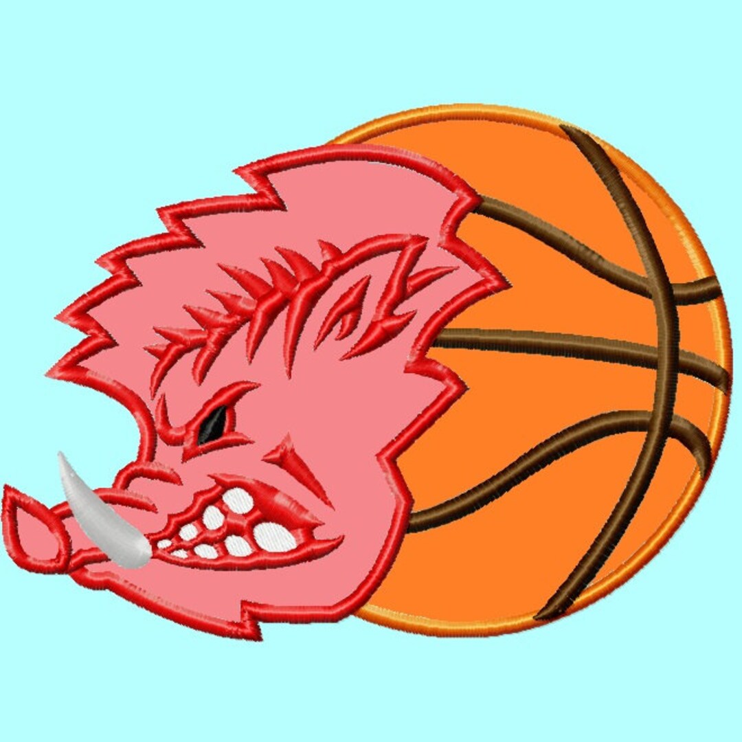 Wild Hog Basketball Applique Embroidery Designs 4 Sizes INSTANT ...