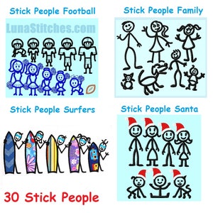 SALE the Stick People Family Embroidery Designs Bundle Set - Etsy