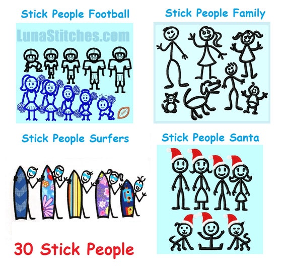 Stick Figure Family Of 7 People