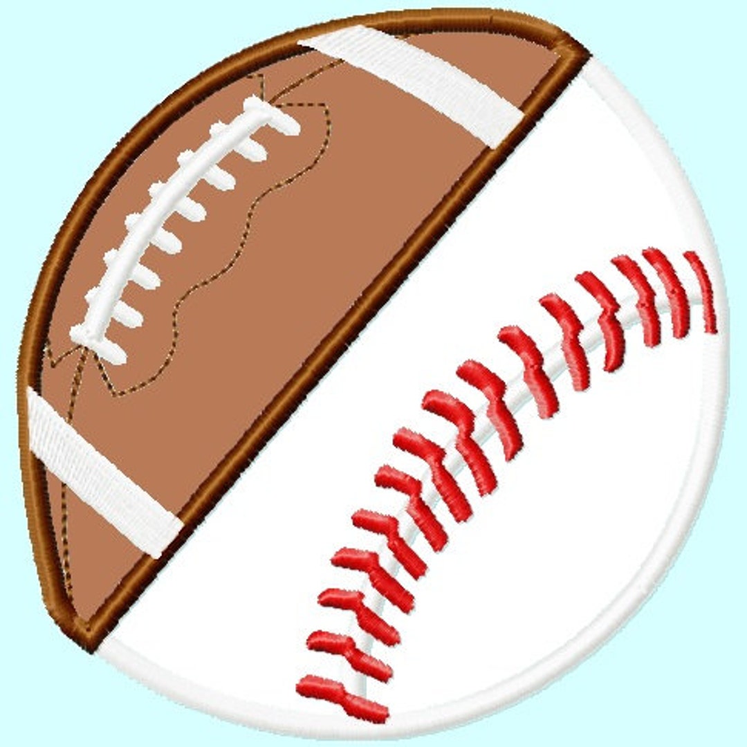 Football and Baseball, Applique Embroidery Design, 3 Sizes INSTANT ...