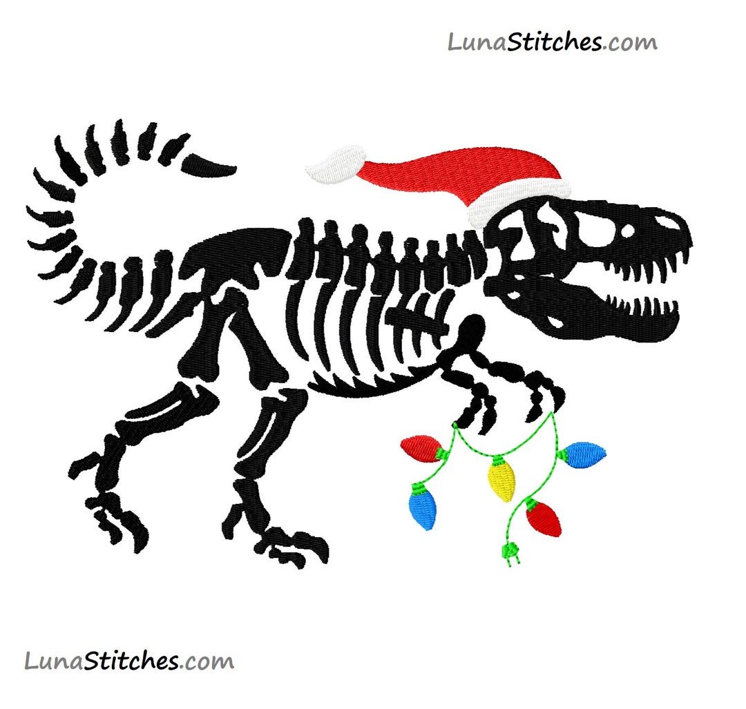 T-rex Dinosaur With Christmas Tree Lights and Santa Claus Hat - Etsy