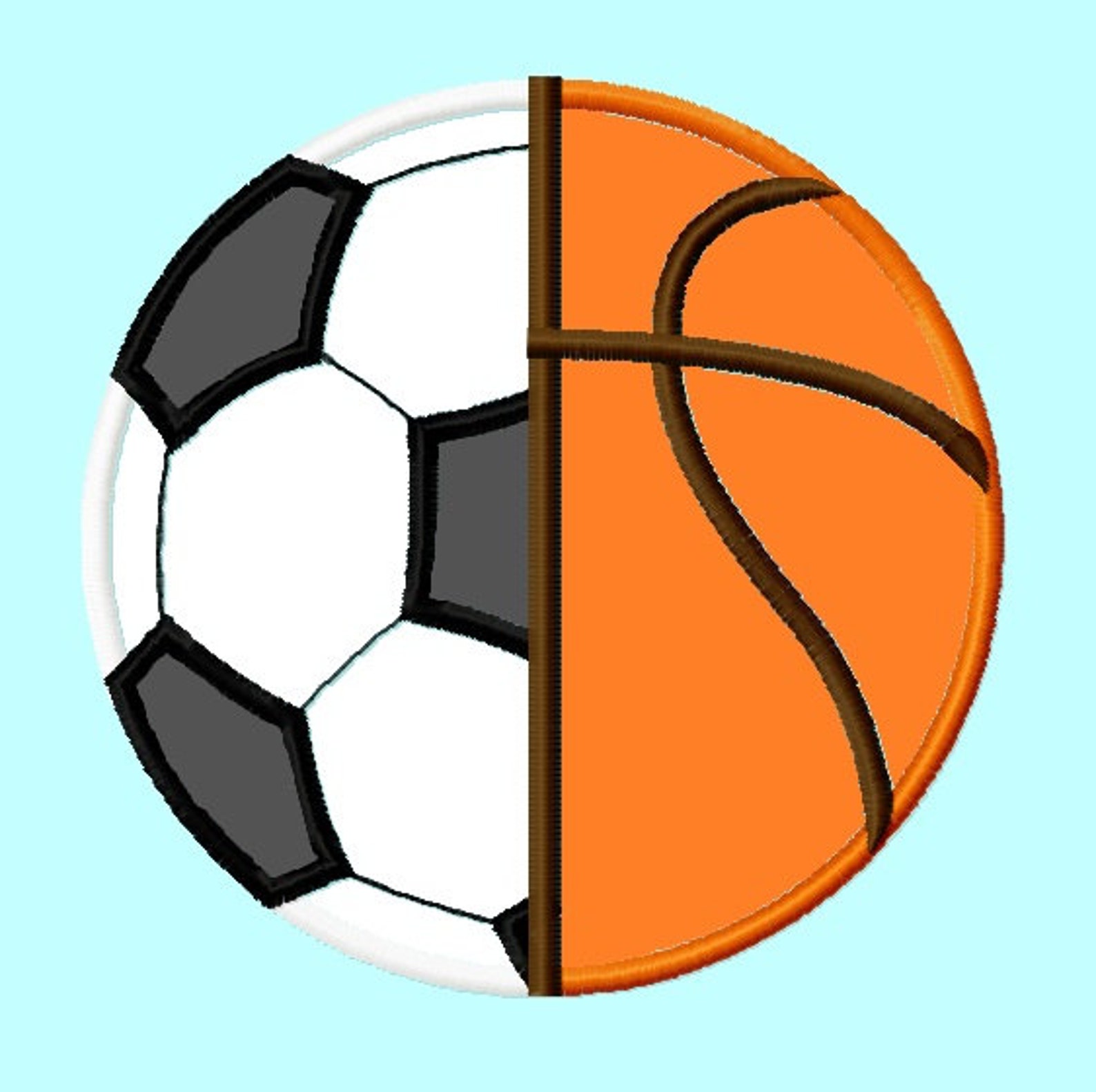 Soccer and Basketball Divided Ball Applique Embroidery Design - Etsy Soccer and Basketball Divided Ball Applique Embroidery Design - Etsy