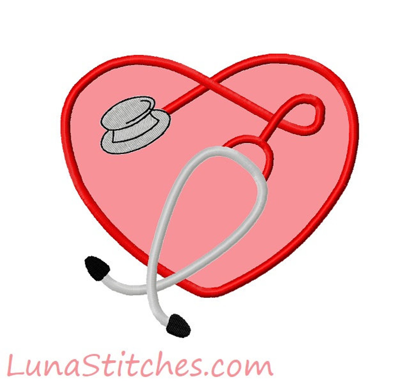 Nurse or Doctor Stethoscope Applique Heart Filled Embroidery - Etsy